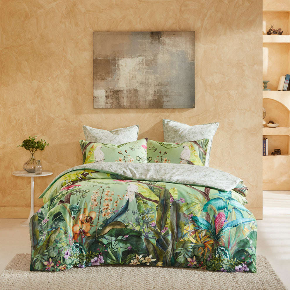 Aviary Green Quilt Cover Set by Logan & Mason | Quilt Cover World